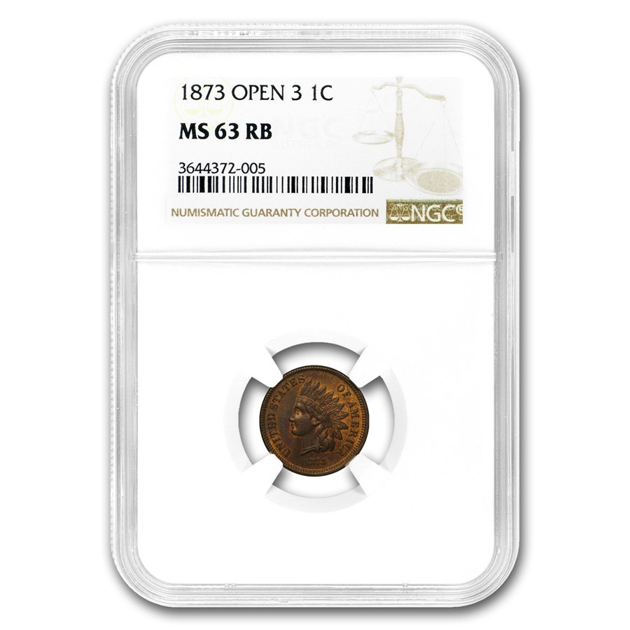 Buy 1873 Indian Head Cent Open 3 MS-63 NGC (Red/Brown) | APMEX