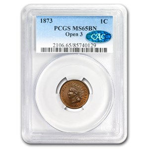 Buy 1873 Indian Head Cent Open 3 MS-65 PCGS CAC (Brown) | APMEX