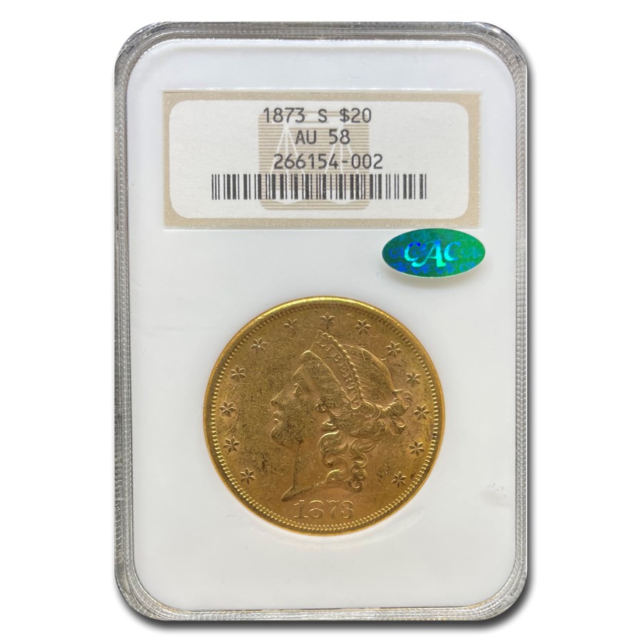 Buy 1873-S $20 Liberty Gold Double Eagle AU-58 NGC CAC | APMEX