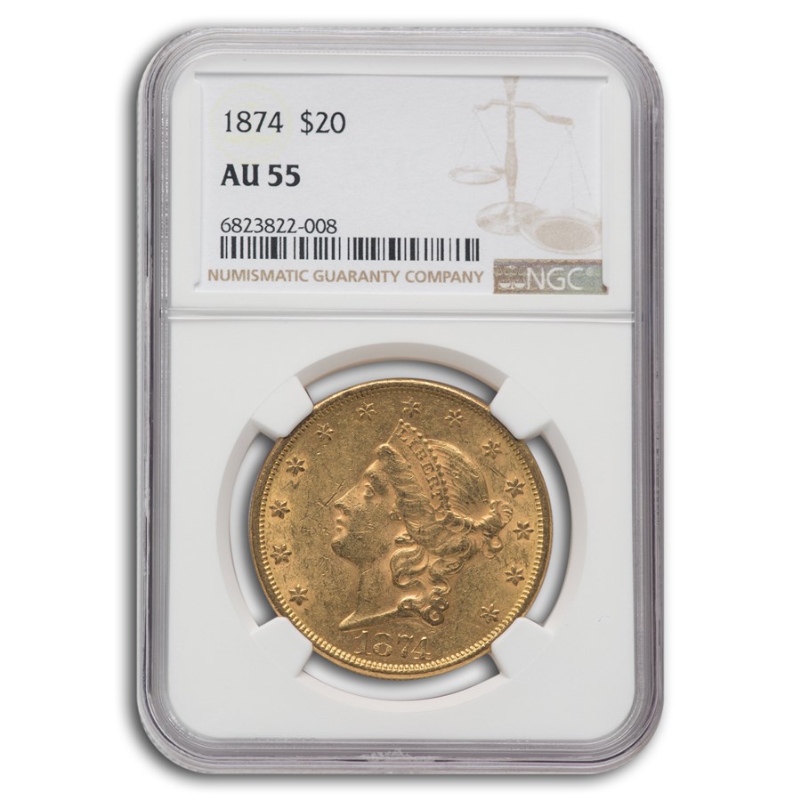 Buy 1874 $20 Liberty Gold Double Eagle AU-55 NGC | APMEX