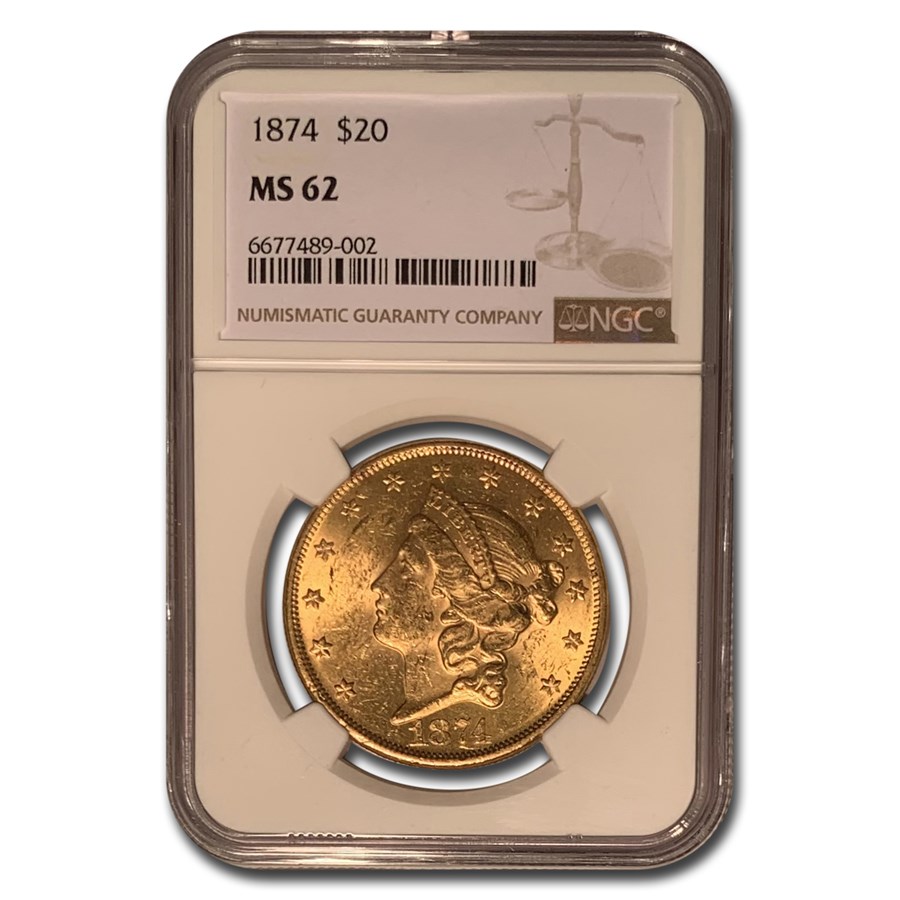 Buy 1874 $20 Liberty Gold Double Eagle MS-62 NGC | APMEX
