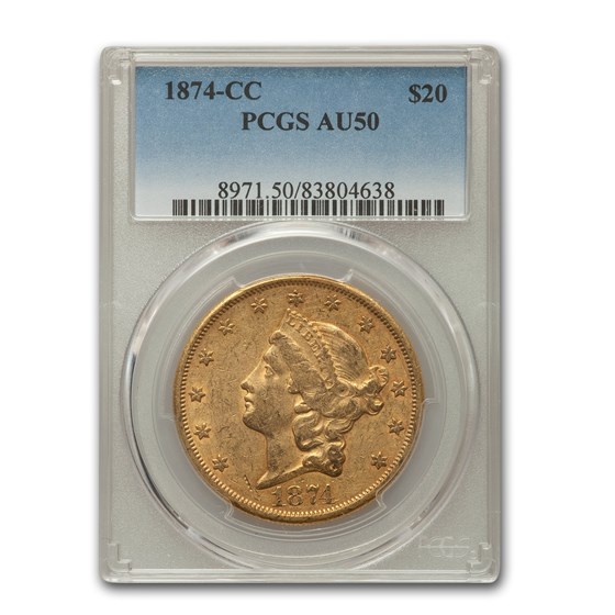 Buy 1874-CC $20 Liberty Gold Double Eagle AU-50 PCGS | APMEX