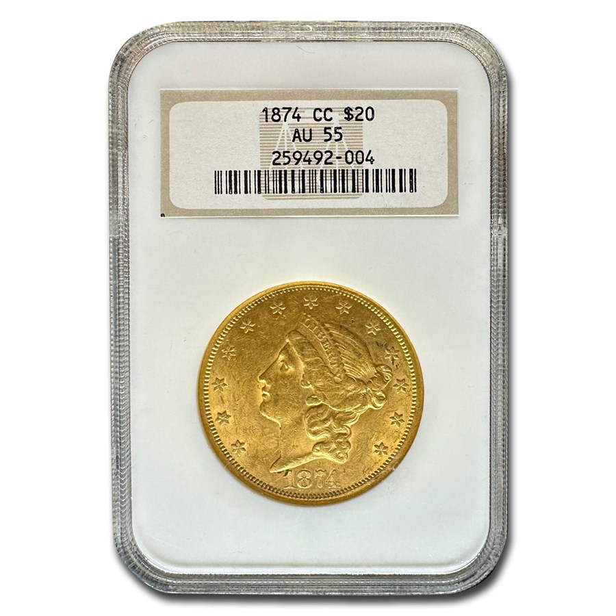 Buy 1874-CC $20 Liberty Gold Double Eagle AU-55 NGC | APMEX