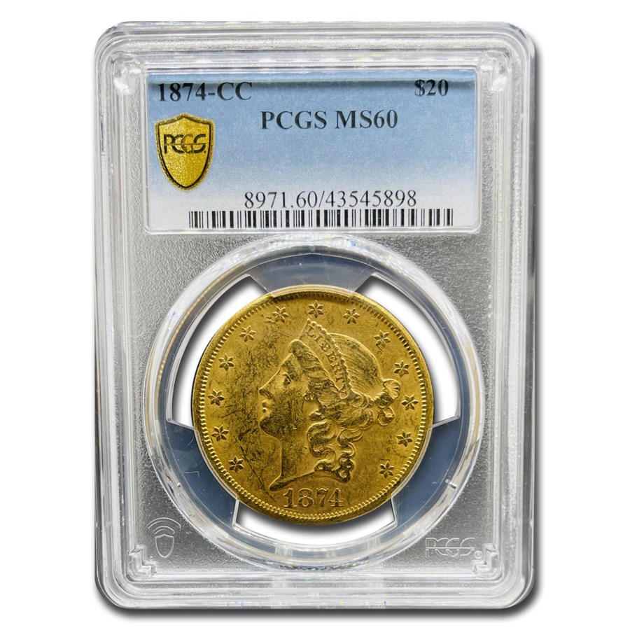 Buy 1874-CC $20 Liberty Gold Double Eagle MS-60 PCGS | APMEX Buy 1874-CC $20 Liberty Gold Double Eagle MS-60 PCGS | APMEX