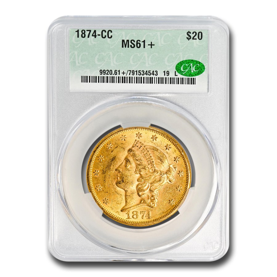 1874-CC $20 Liberty Gold Double Eagle MS-61+ CACG 1874-CC $20 Liberty Gold Double Eagle MS-61+ CACG
