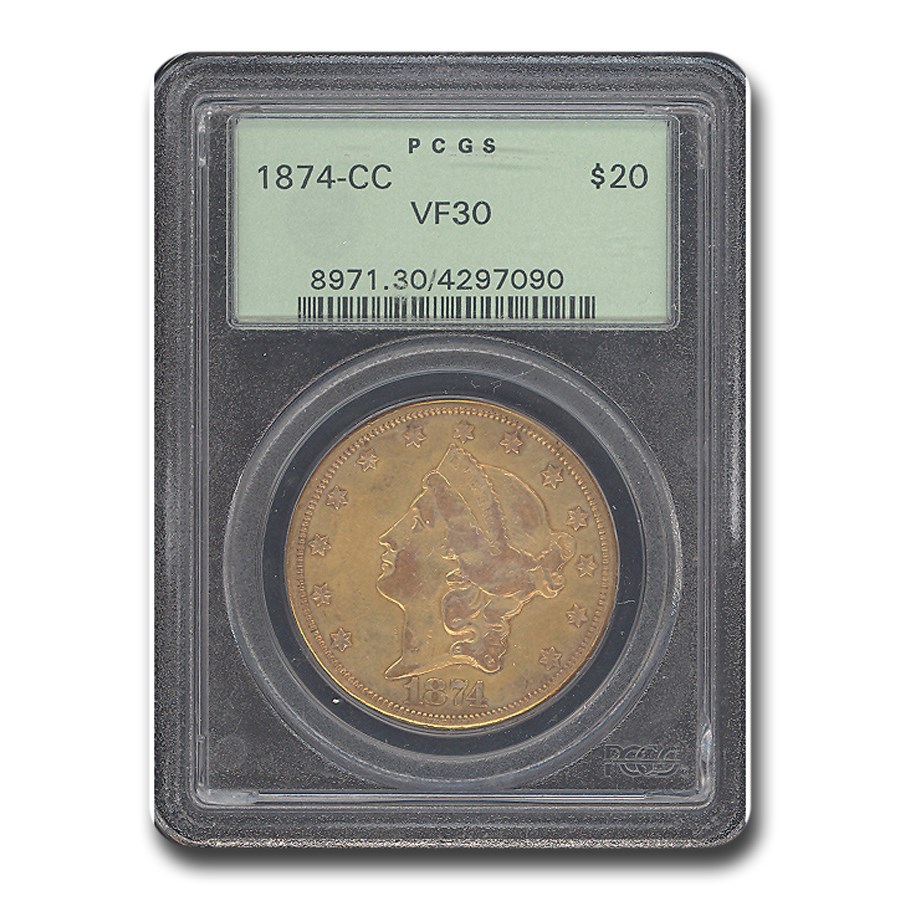 Buy 1874-CC $20 Liberty Gold Double Eagle VF-30 PCGS | APMEX Buy 1874-CC $20 Liberty Gold Double Eagle VF-30 PCGS | APMEX