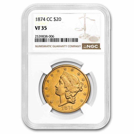 1874-CC $20 Liberty Gold Double Eagle VF-35 NGC