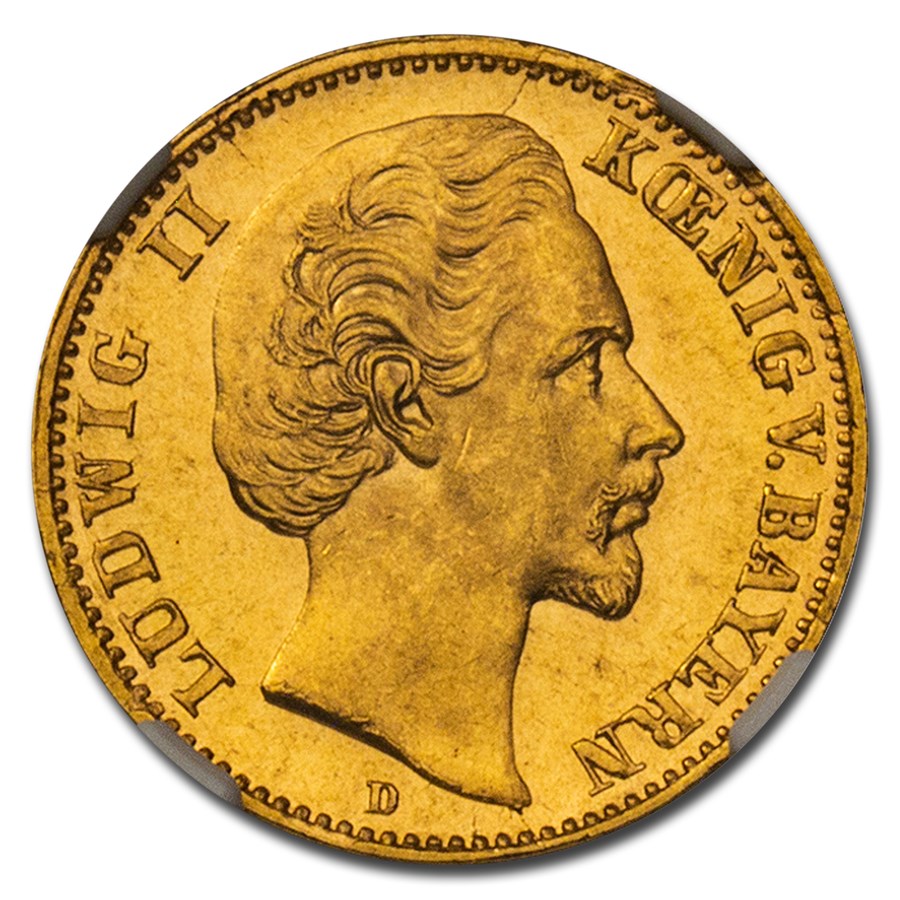 Buy 1874-D German States Bavaria Gold 10 Mark Ludwig II MS-65+ NGC | APMEX