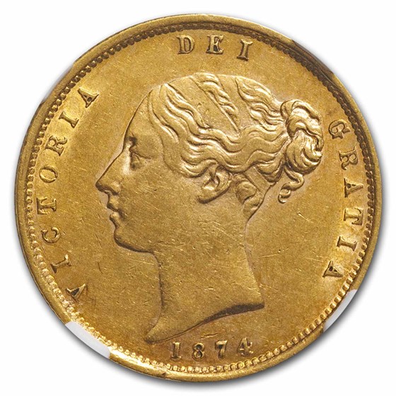Buy 1874 Great Britain Gold 1/2 Sovereign Victoria Shield AU-55 NGC | APMEX