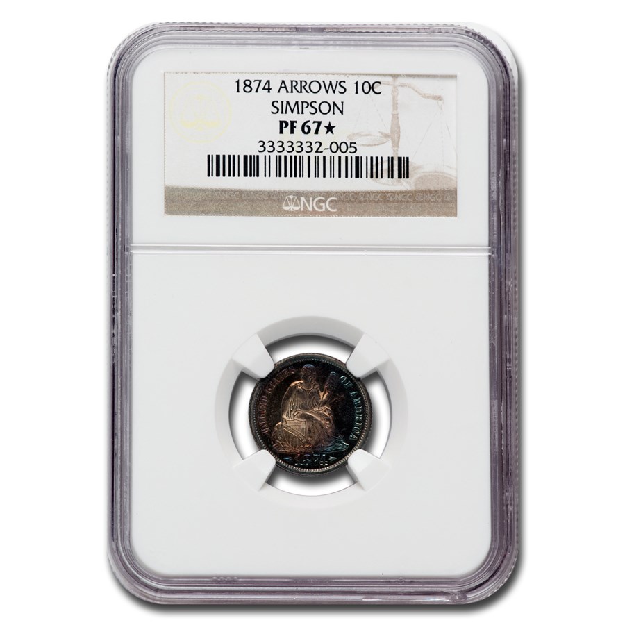Buy 1874 Liberty Seated Dime PF-67* NGC (Arrows) | APMEX