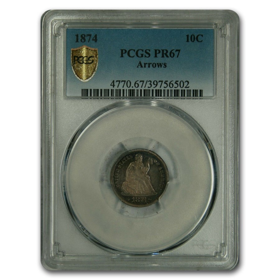 Buy 1874 Liberty Seated Dime PR-67 PCGS (Arrows) | APMEX