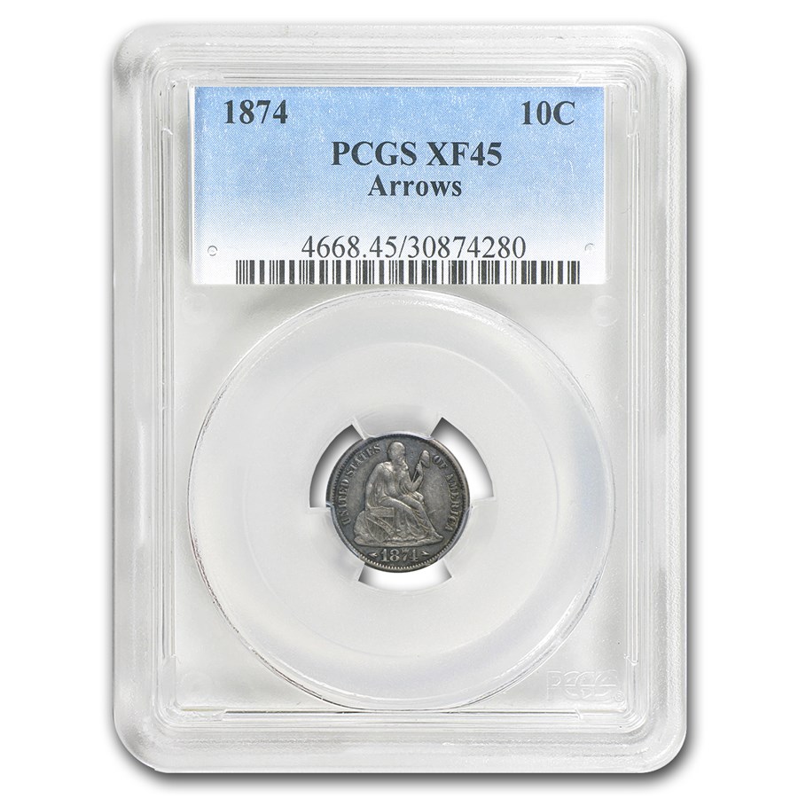 Buy 1874 Liberty Seated Dime XF-45 PCGS (Arrows) | APMEX