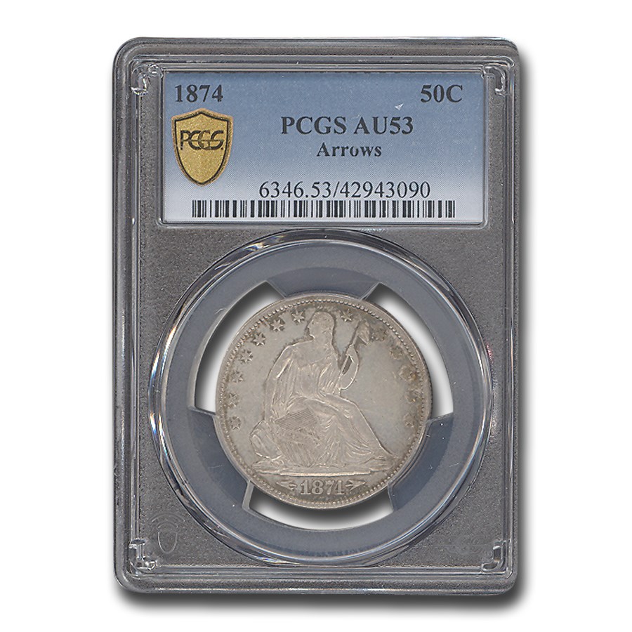 Buy 1874 Liberty Seated Half Dollar AU-53 PCGS (Arrows) | APMEX