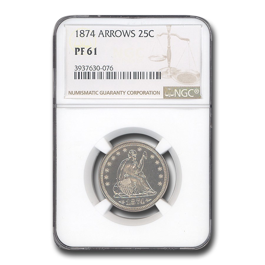 Buy 1874 Liberty Seated Quarter PF-61 NGC (Arrows) | APMEX