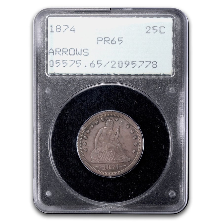 Buy 1874 Liberty Seated Quarter PR-65 PCGS (Arrows) | APMEX