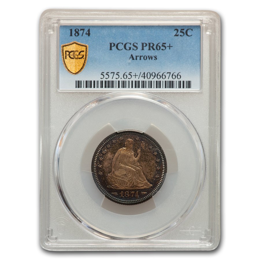 Buy 1874 Liberty Seated Quarter PR-65+ PCGS (Arrows) | APMEX