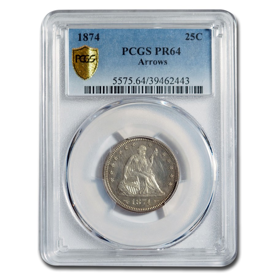 Buy 1874 Liberty Seated Quarter w/Arrows PR-64 PCGS | APMEX