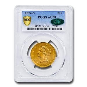 Buy 1874-S $10 Liberty Gold Eagle AU-58 PCGS CAC | APMEX