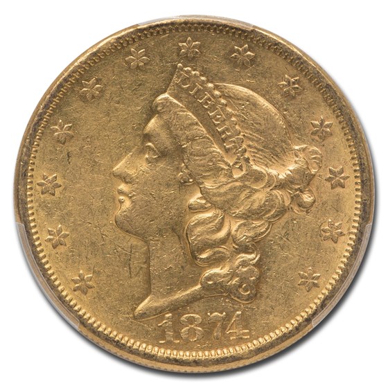 Buy 1874-S $20 Liberty Gold Double Eagle AU-55 PCGS | APMEX