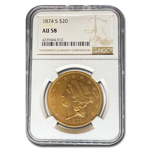 Buy 1874-S $20 Liberty Gold Double Eagle AU-58 NGC | APMEX
