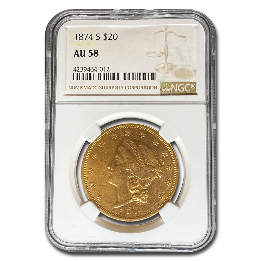 Buy 1874-S $20 Liberty Gold Double Eagle AU-58 NGC | APMEX