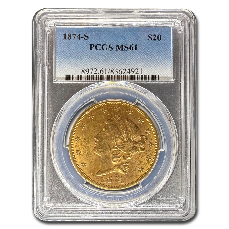 Buy 1874-S $20 Liberty Gold Double Eagle MS-61 PCGS | APMEX