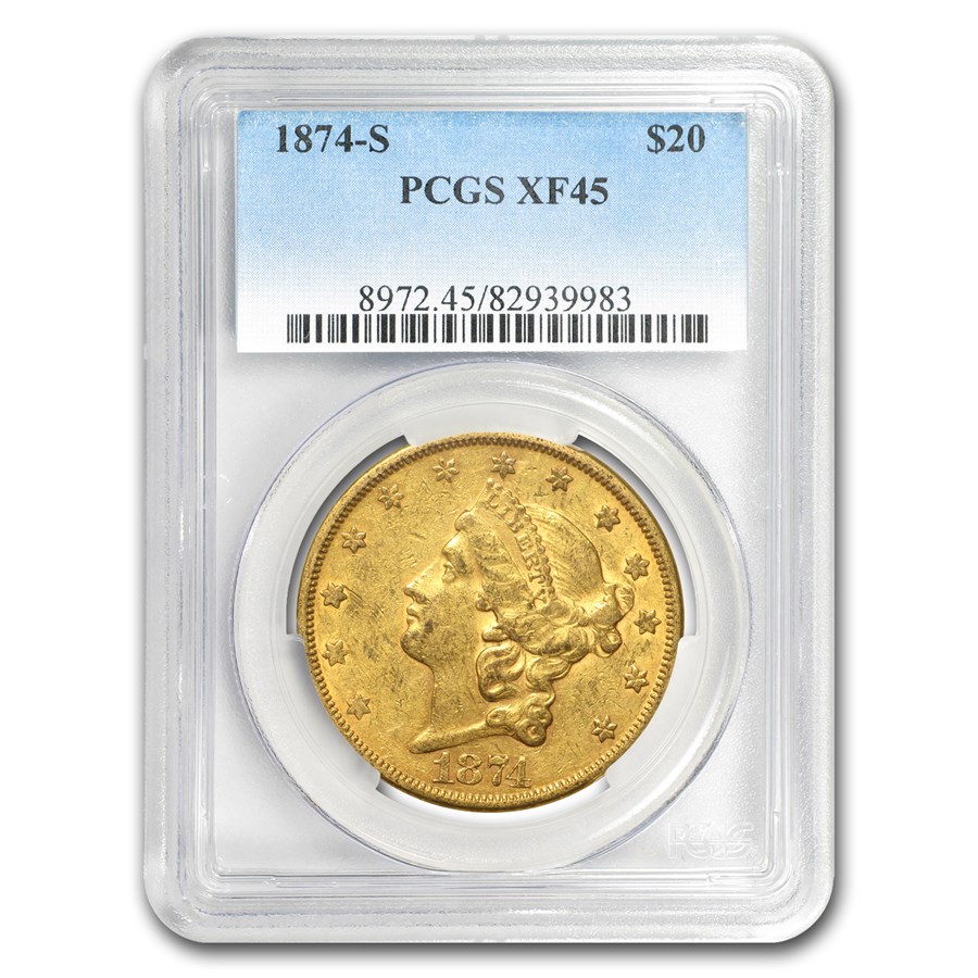 Buy 1874-S $20 Liberty Gold Double Eagle XF-45 PCGS | APMEX