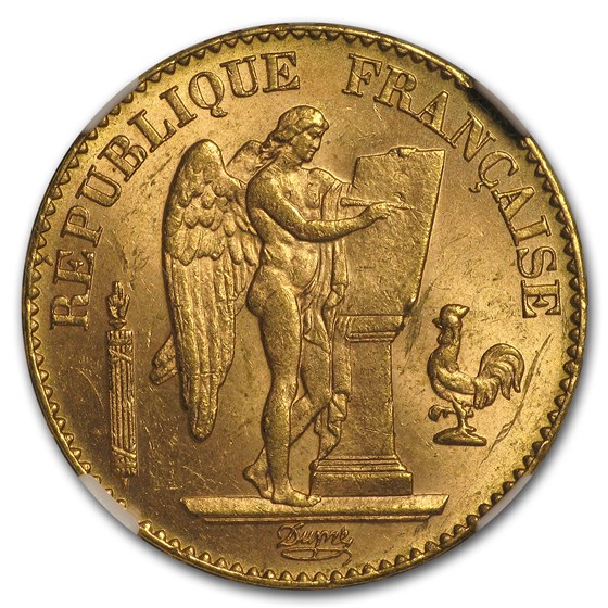 Buy 1875-1899 France Gold 20 Francs Angel MS-63 NGC/PCGS | APMEX
