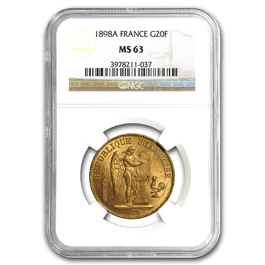 Buy 1875-1899 France Gold 20 Francs Angel MS-63 NGC/PCGS | APMEX