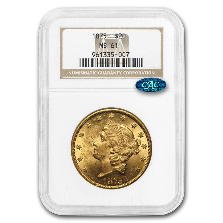 Buy 1875 $20 Liberty Gold Double Eagle MS-61 NGC (CAC) | APMEX