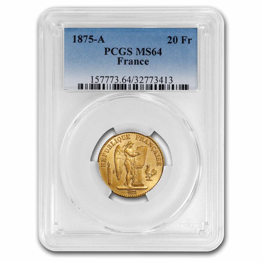 Buy 1875-A France Gold 20 Francs Angel MS-64 PCGS | APMEX