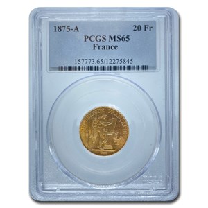 Buy 1875-A France Gold 20 Francs Angel MS-65 PCGS | APMEX