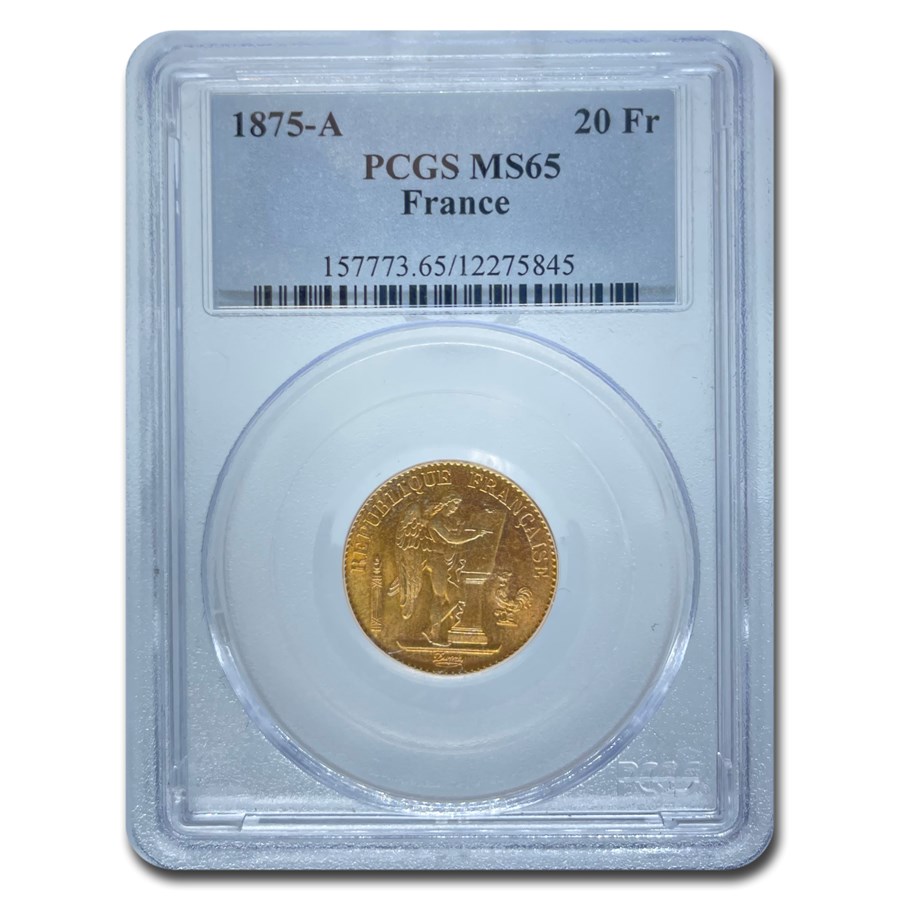 Buy 1875-A France Gold 20 Francs Angel MS-65 PCGS | APMEX