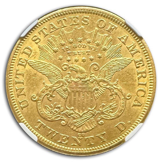 1875-CC $20 Liberty Gold Double Eagle AU-55+ NGC CAC
