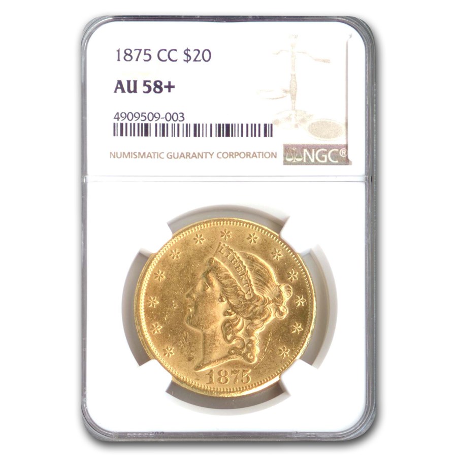 Buy 1875-CC $20 Liberty Gold Double Eagle AU-58+ NGC | APMEX