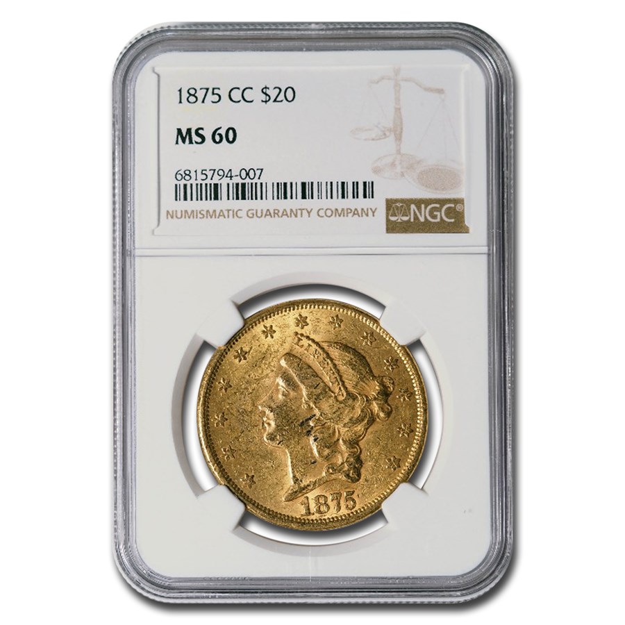 Buy 1875-CC $20 Liberty Gold Double Eagle MS-60 NGC | APMEX