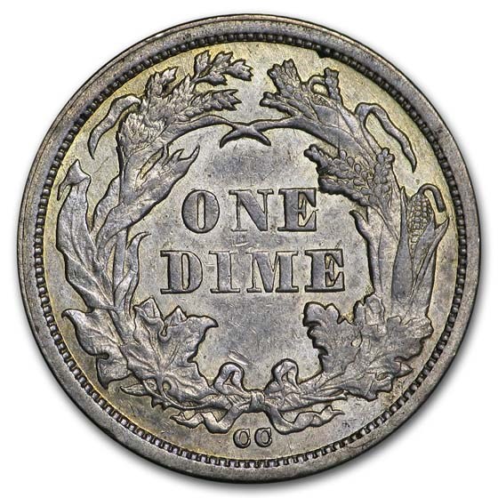 Buy 1875-CC Liberty Seated Dime Below Bow AU | APMEX