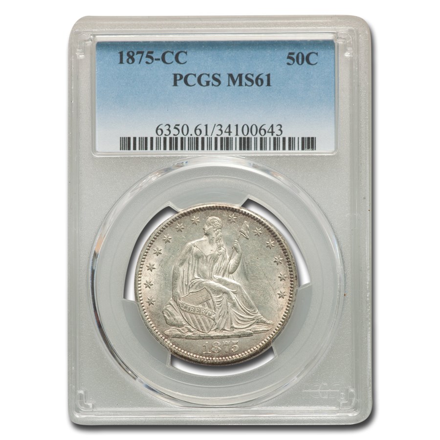 Buy 1875-CC Liberty Seated Half Dollar MS-61 PCGS | APMEX