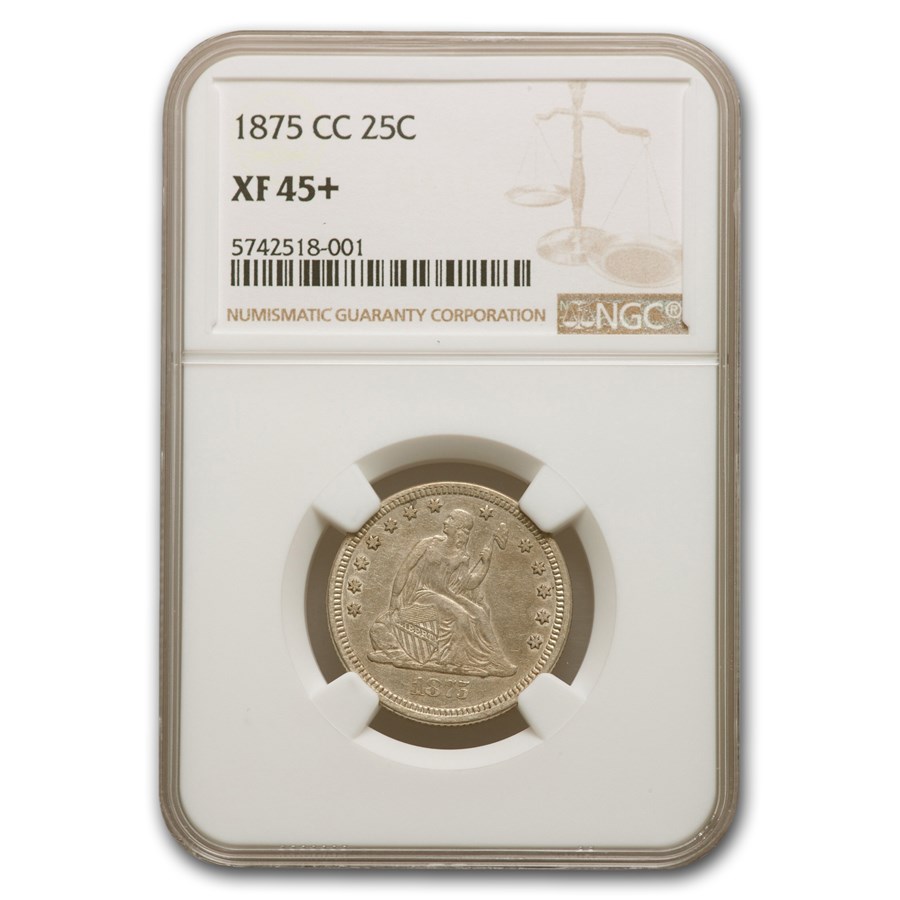 Buy 1875-CC Liberty Seated Quarter XF-45+ NGC | APMEX