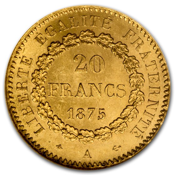 Buy 1875 France Gold 20 Francs Angel MS-65 NGC | APMEX
