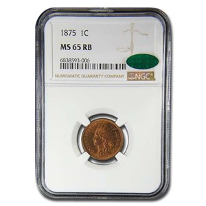 1875 Indian Head Cent MS-65 NGC CAC (Red/Brown)