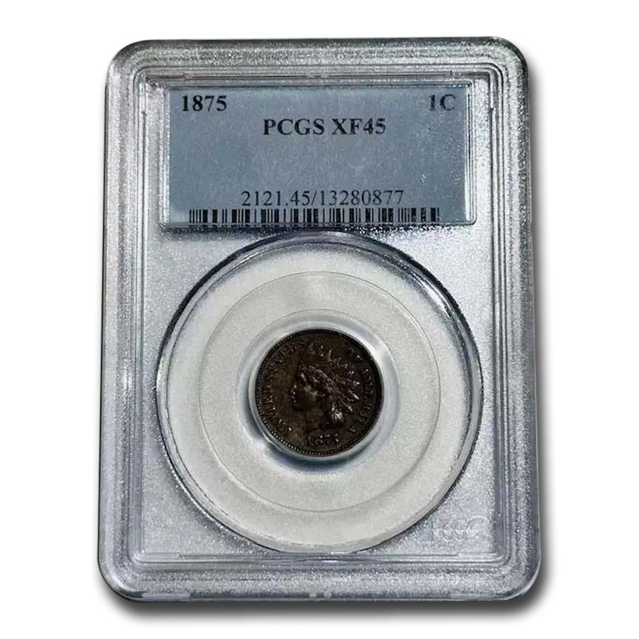 1875 Indian Head Cent XF-45 PCGS (Brown)