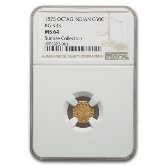 Buy 1875 Indian Octagonal 50 cent Gold MS-64 NGC (BG-933) | APMEX