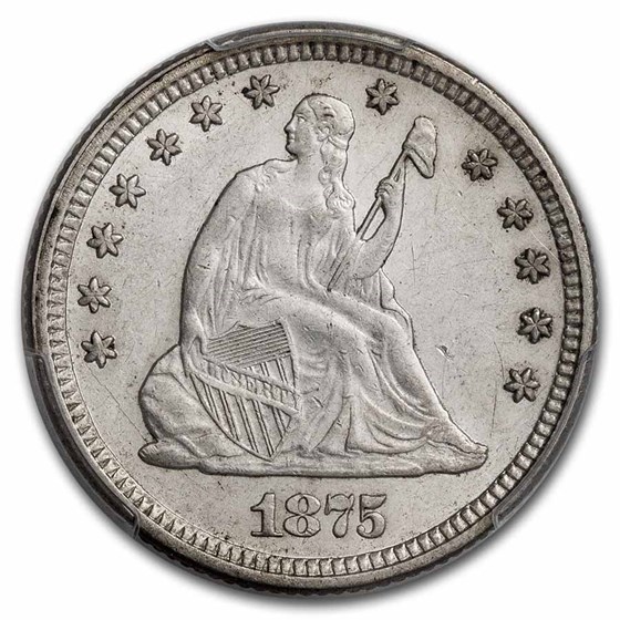 Buy 1875 Liberty Seated Quarter AU-55 PCGS | APMEX
