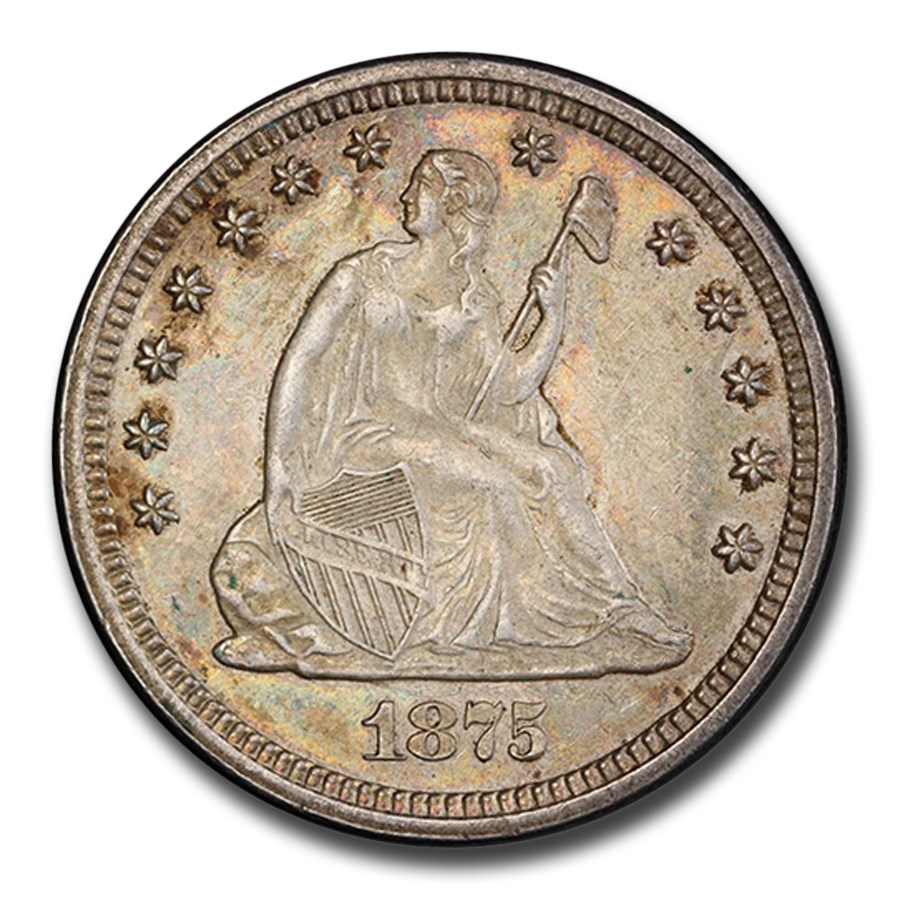 1875 Liberty Seated Quarter AU-58 PCGS