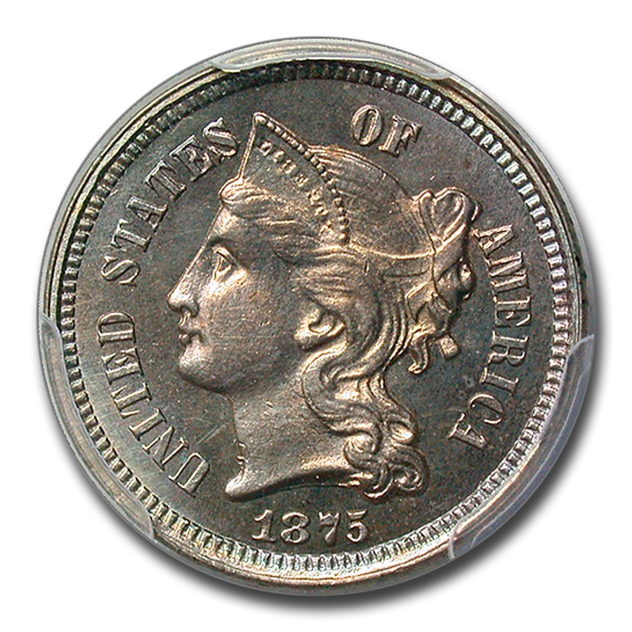 1875 Three Cent Nickel PR-64 PCGS CAC