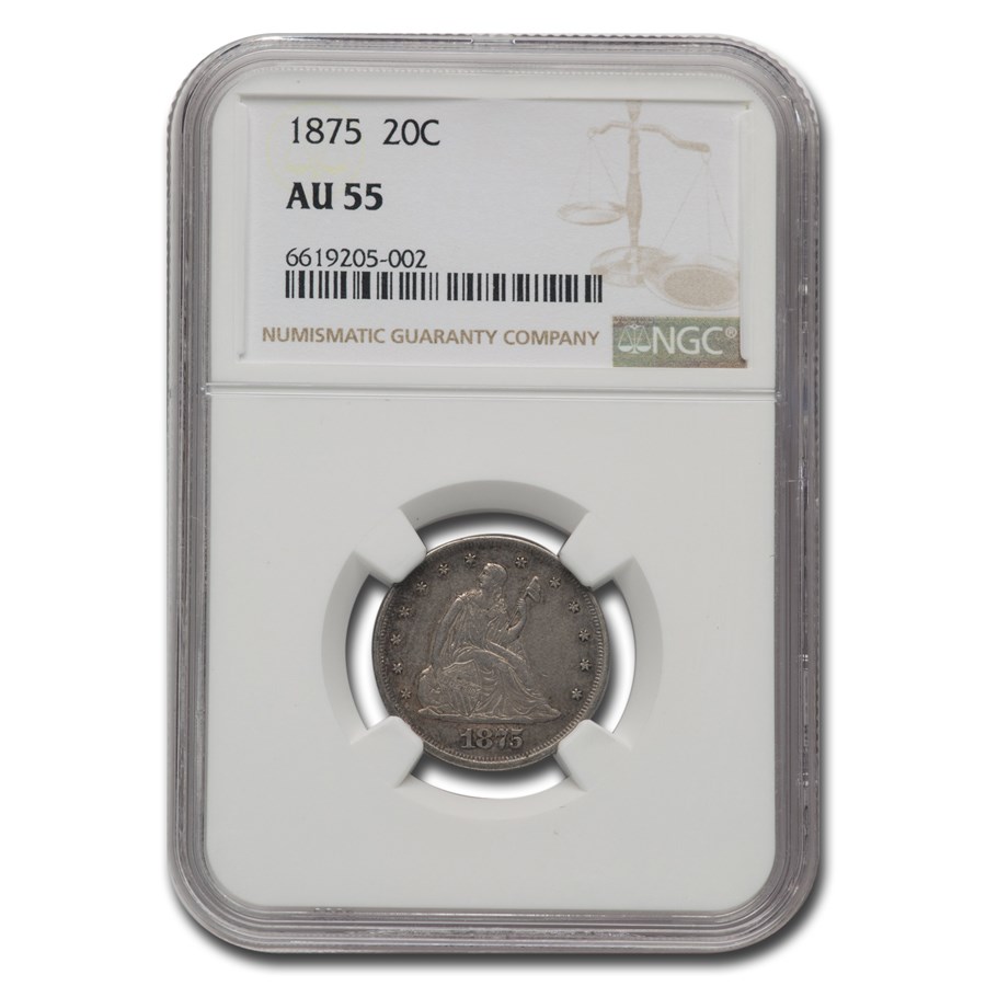 1875 Twenty Cent Piece AU-55 NGC