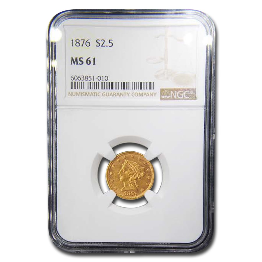 Buy 1876 $2.50 Liberty Gold Quarter Eagle MS-61 NGC | APMEX