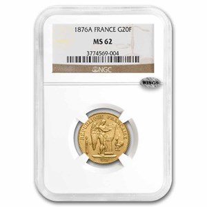 Buy 1876-A France Gold 20 Francs Lucky Angel MS-62 | APMEX