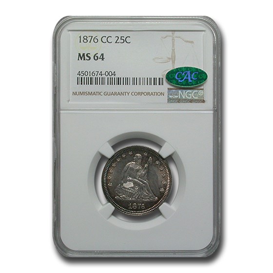 Buy 1876-CC Liberty Seated Quarter MS-64 NGC CAC | APMEX